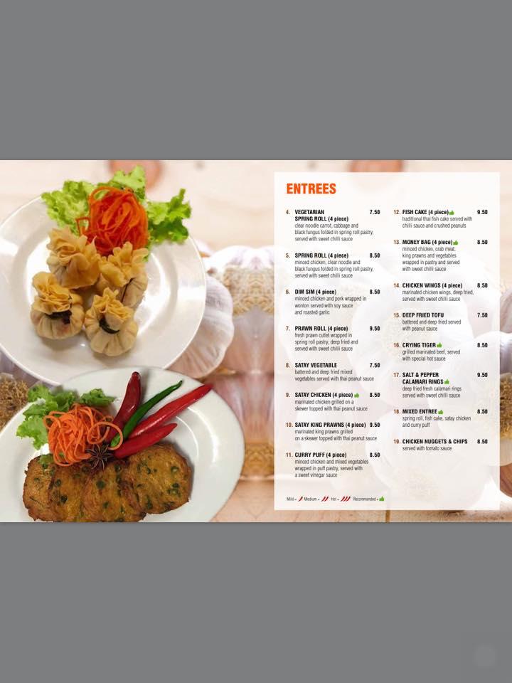 Menu at Sawatdee Thai Restaurant, Batemans Bay