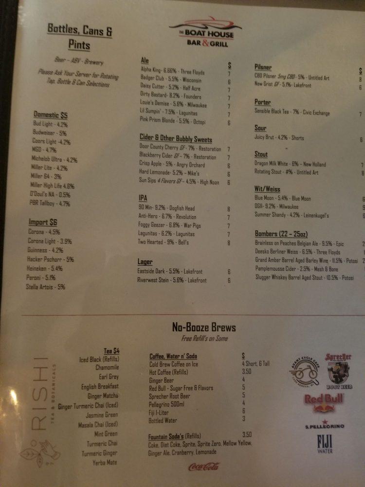 Menu at The Boat House Bar & Grill, Lake Geneva