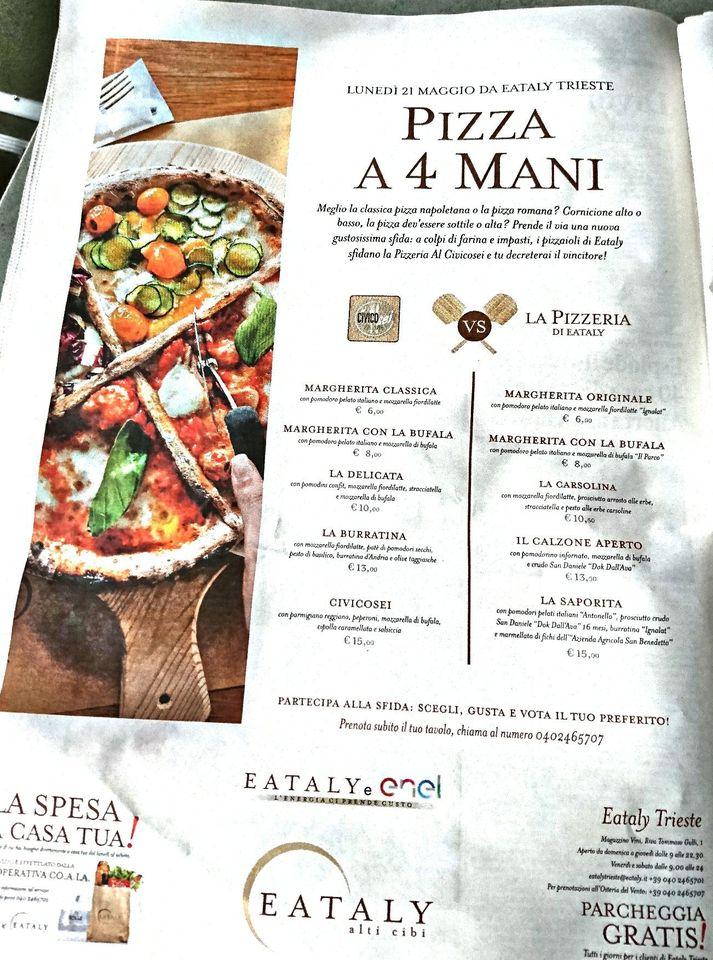 Menu da Pizzeria Trieste | Al civico sei, Trieste