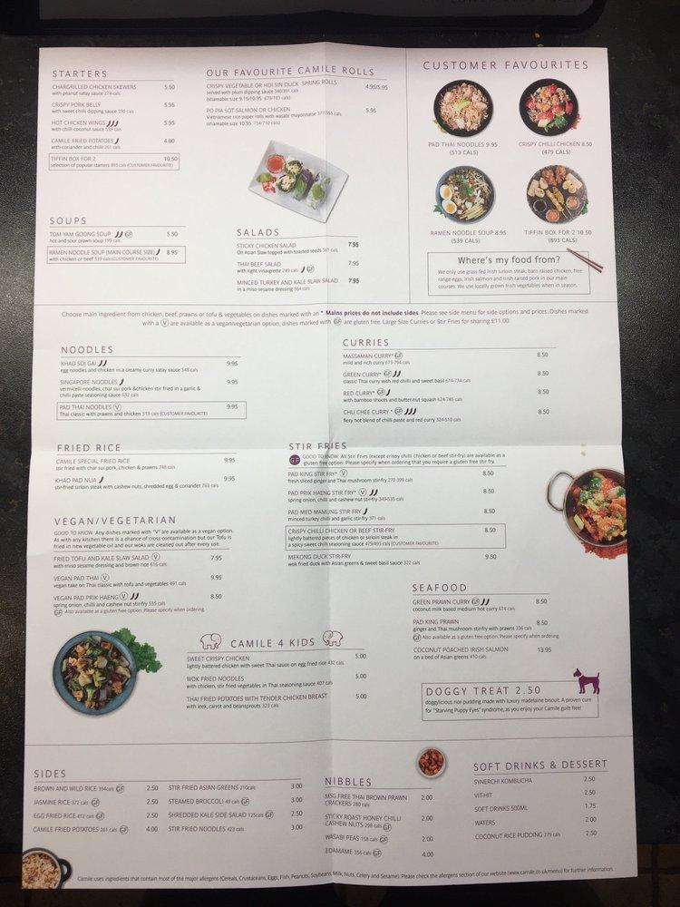 Menu at Camile Thai Ballyahackmore restaurant, Belfast, 322