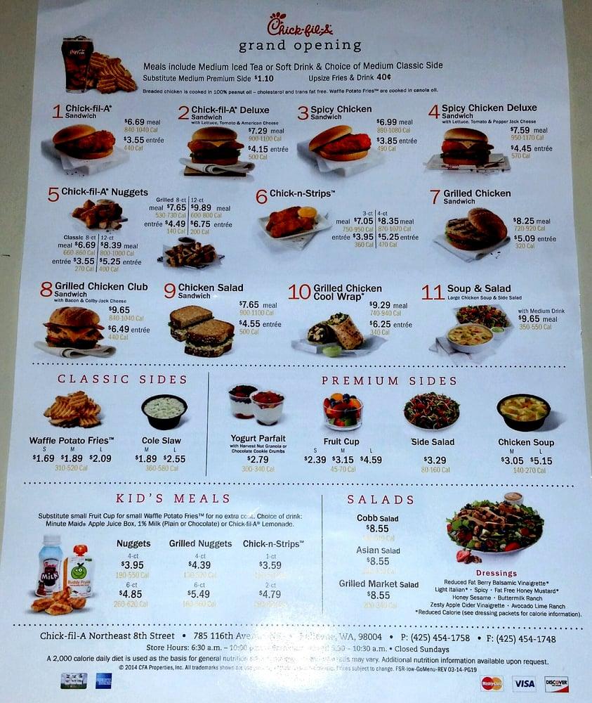 Carta de comida rápida Chick-fil-A, Bellevue