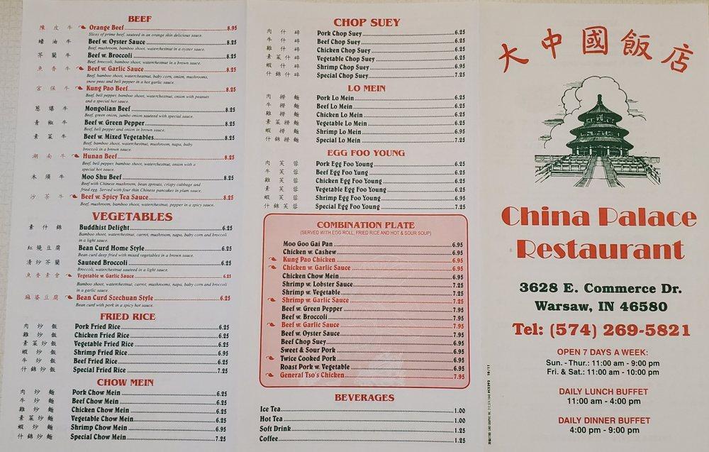 Menu at China Palace Restaurant, Warsaw