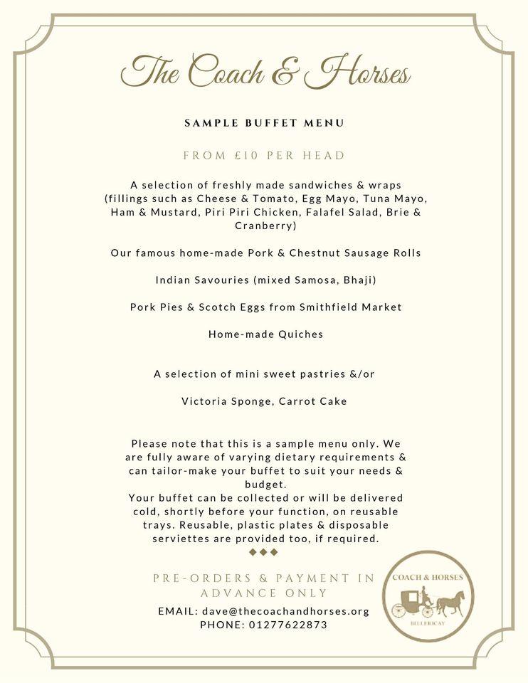 Menu at Coach & Horses pub & bar, Billericay