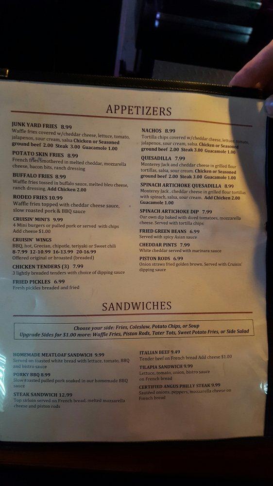 Menu at Cruisin Gilbert’s pub & bar, Gilberts