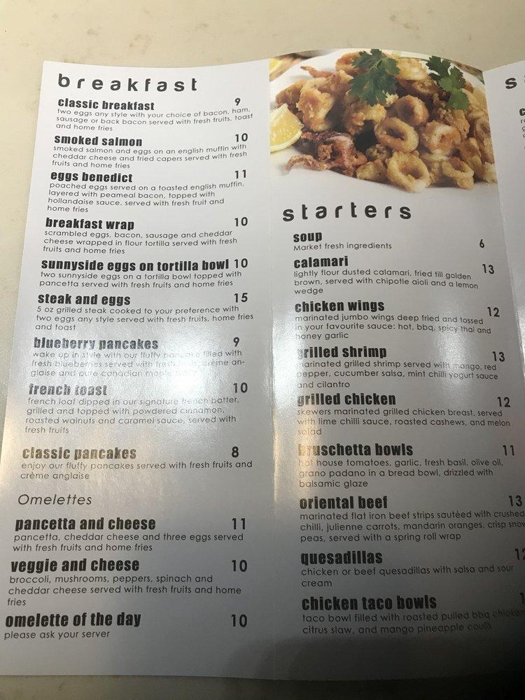 Menu at Element Lounge and Restaurant, Toronto