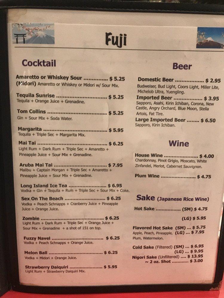 Menu at Fuji Japanese Steakhouse And Sushi Bar, Anderson