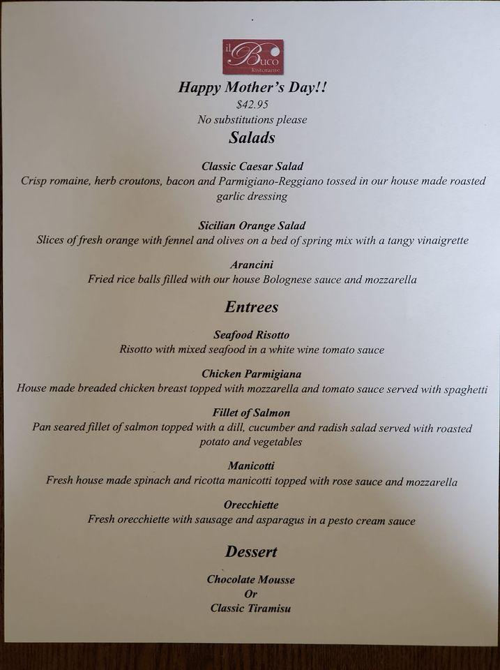 Menu at Il Buco restaurant, Barrie