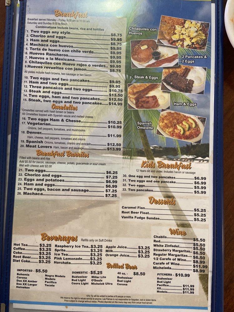 Menu at Las Palmas Cafe, Carson, Avalon Blvd