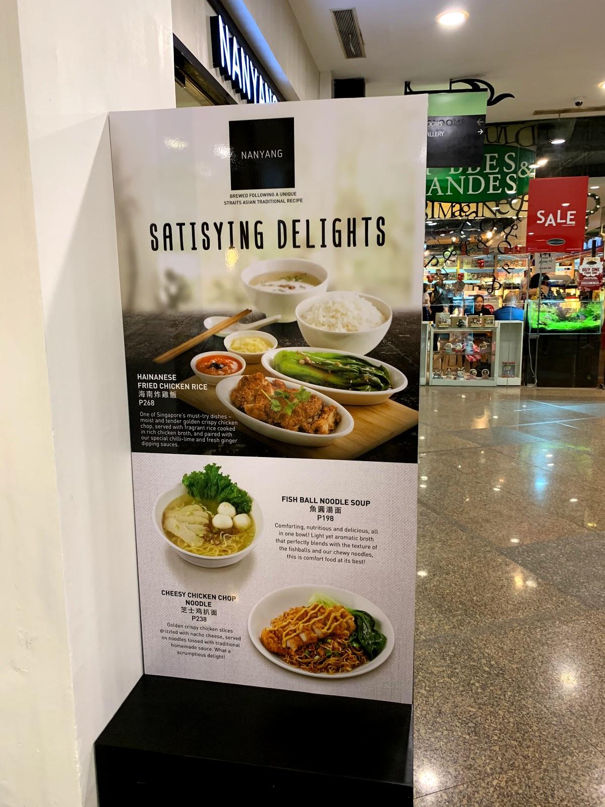 Menu at Nanyang restaurant, Makati, Level 3