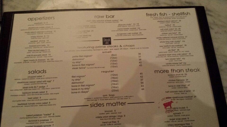 Menu at Steak 44 pub & bar, Phoenix