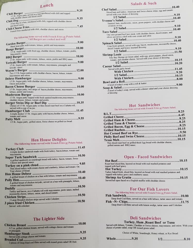 Menu at Waynes Corner Cafe, Stanwood