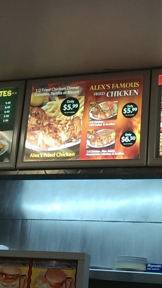 Menu at Alex Burgers restaurant, Los Angeles, E Olympic Blvd