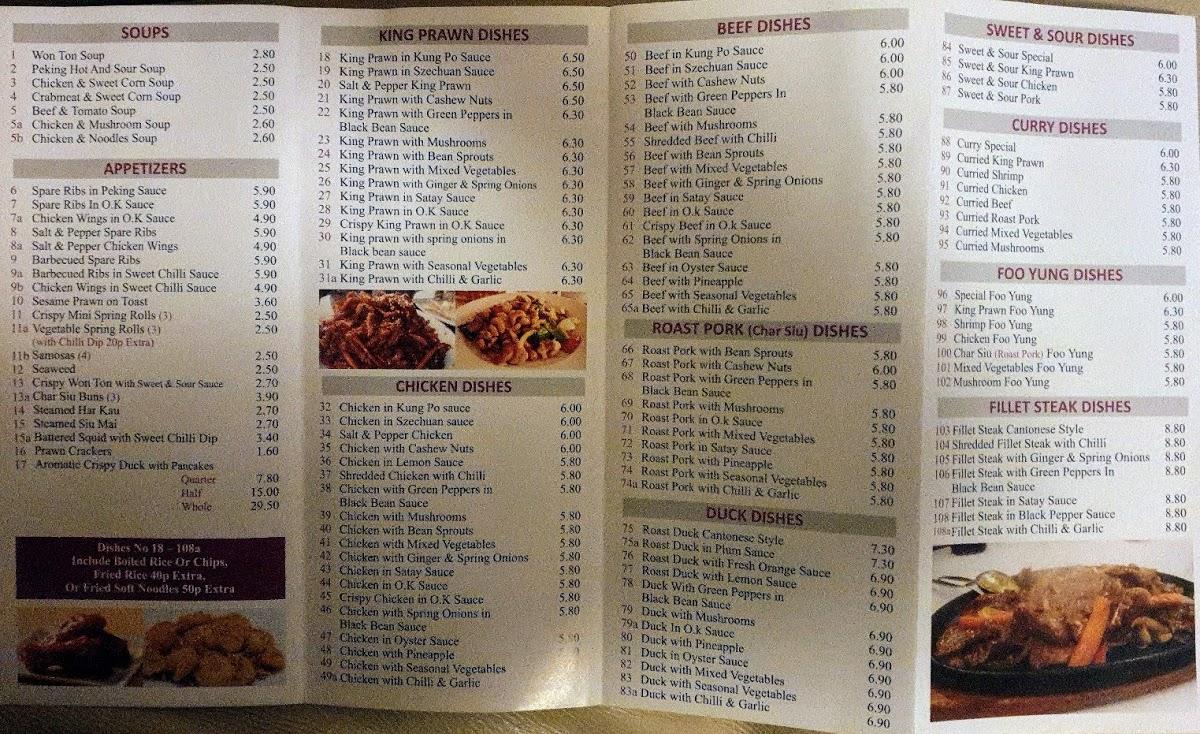 Menu at Lotus fast food, Manchester, 177 Canterbury Rd
