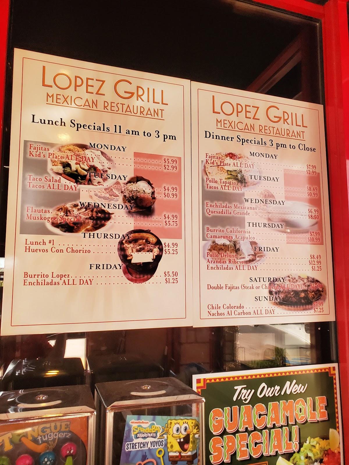 Menu at Señor Lopez Mexican Grill restaurant, Guthrie