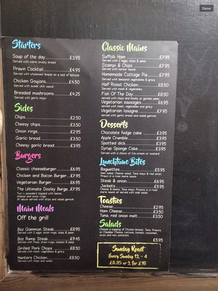Menu at The Dooley Inn pub & bar, Felixstowe