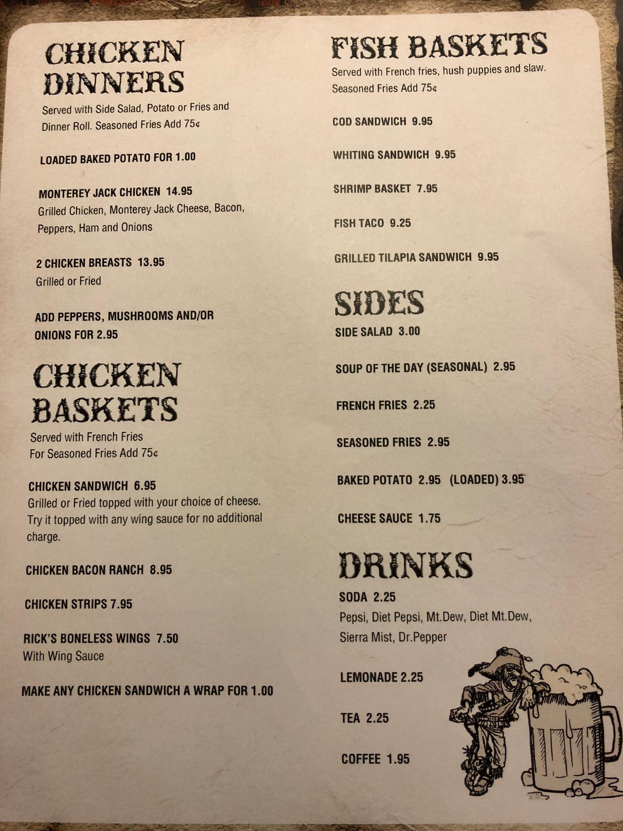 Menu at Tilleys Tavern pub & bar, Mount Olive
