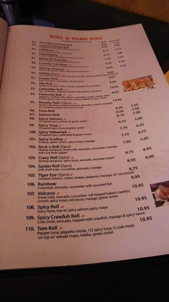 Menu at Yoko Japanese Kitchen restaurant, Cypress