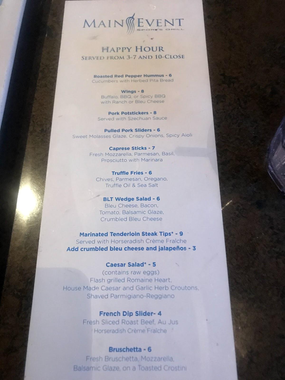 Menu at Main Event Sports Grill pub & bar, Vancouver, SE 164th Ave Ste 204