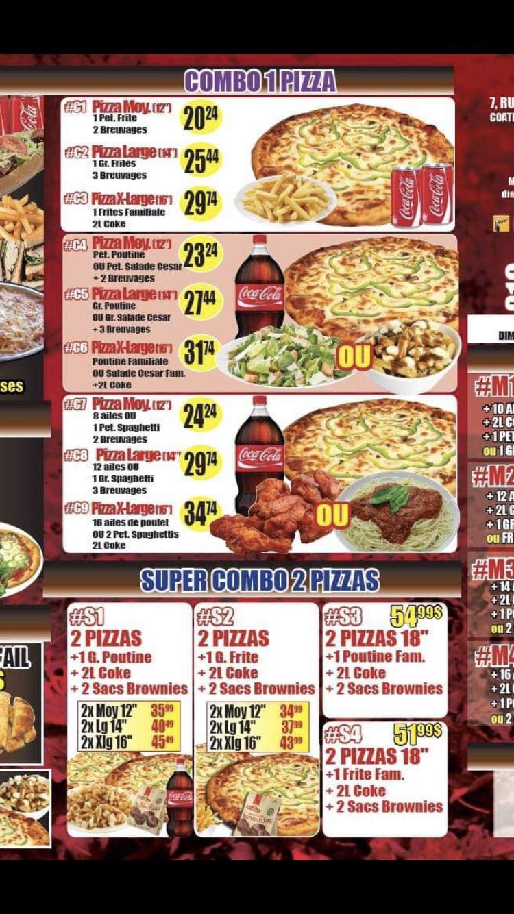 Menu au Restaurant Pizza Mike Coaticook, Coaticook