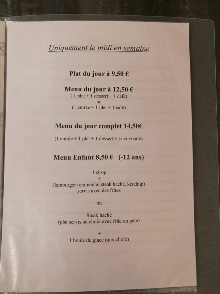 Menu at Le Donjon restaurant, Crest