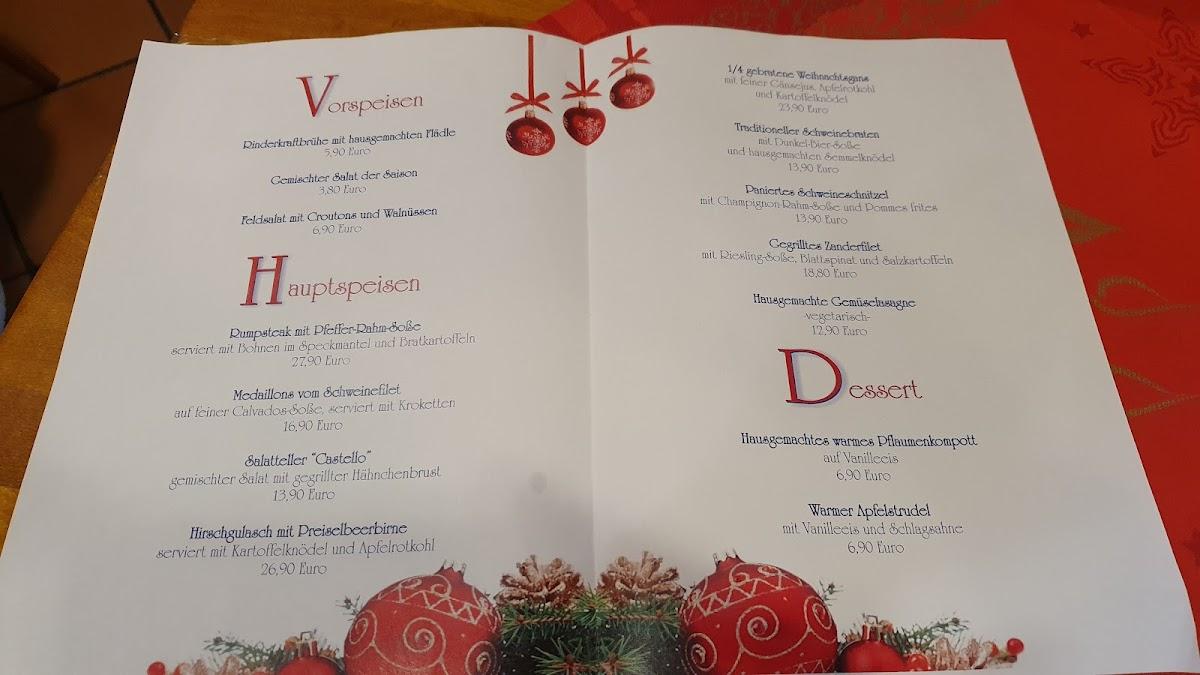Menu at Brauhaus Castel restaurant, Wiesbaden