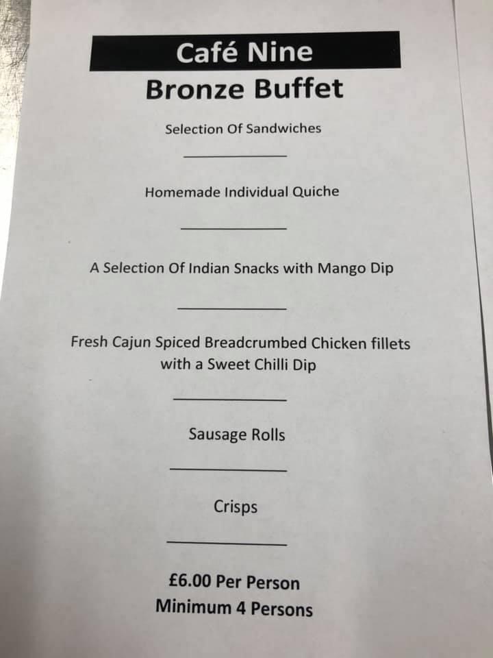 Menu at Nine Catering fast food, Rugeley