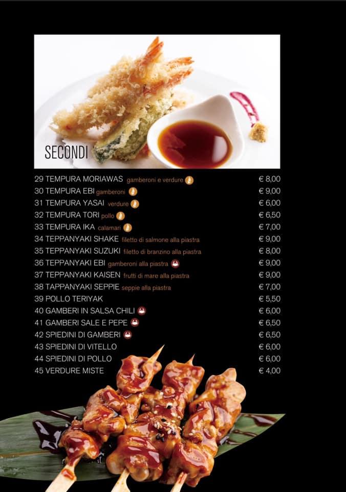 Menu da Hanami ristorante, Fabriano