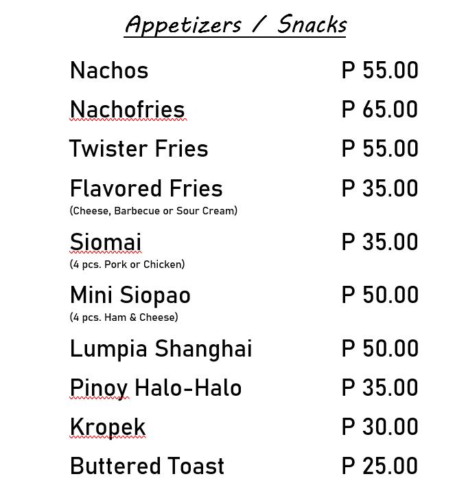 Carta de Happy Place Café, Bacolod