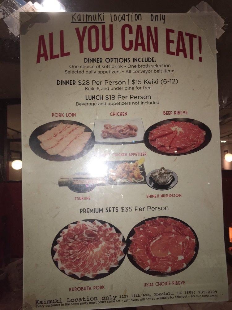 Menu at Ichiriki Japanese Nabe Restaurant, Aiea
