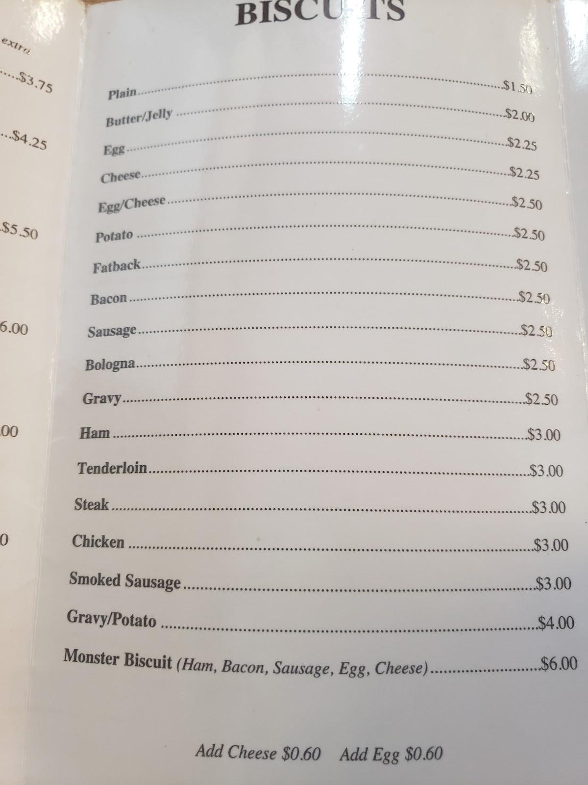 Menu at Little Biscuit Barn, Honea Path