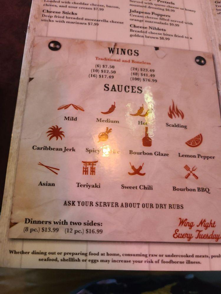 Menu at Maverick's pub & bar, Greendale