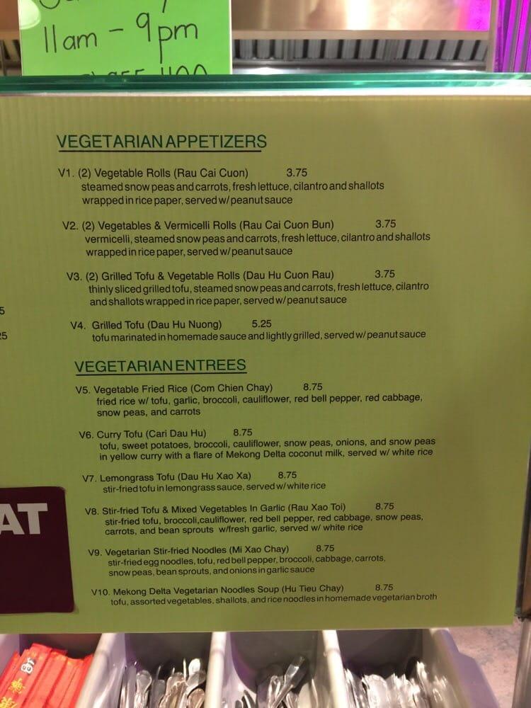 Menu at Mekong Delta Café restaurant, Baltimore