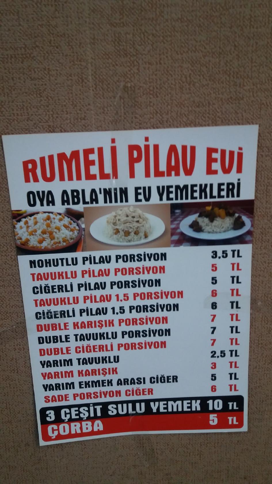 Menu at Rumeli Pilavcısı Haluk Baba, Istanbul, Ahmet Taner Kışlalı Cd. No:7