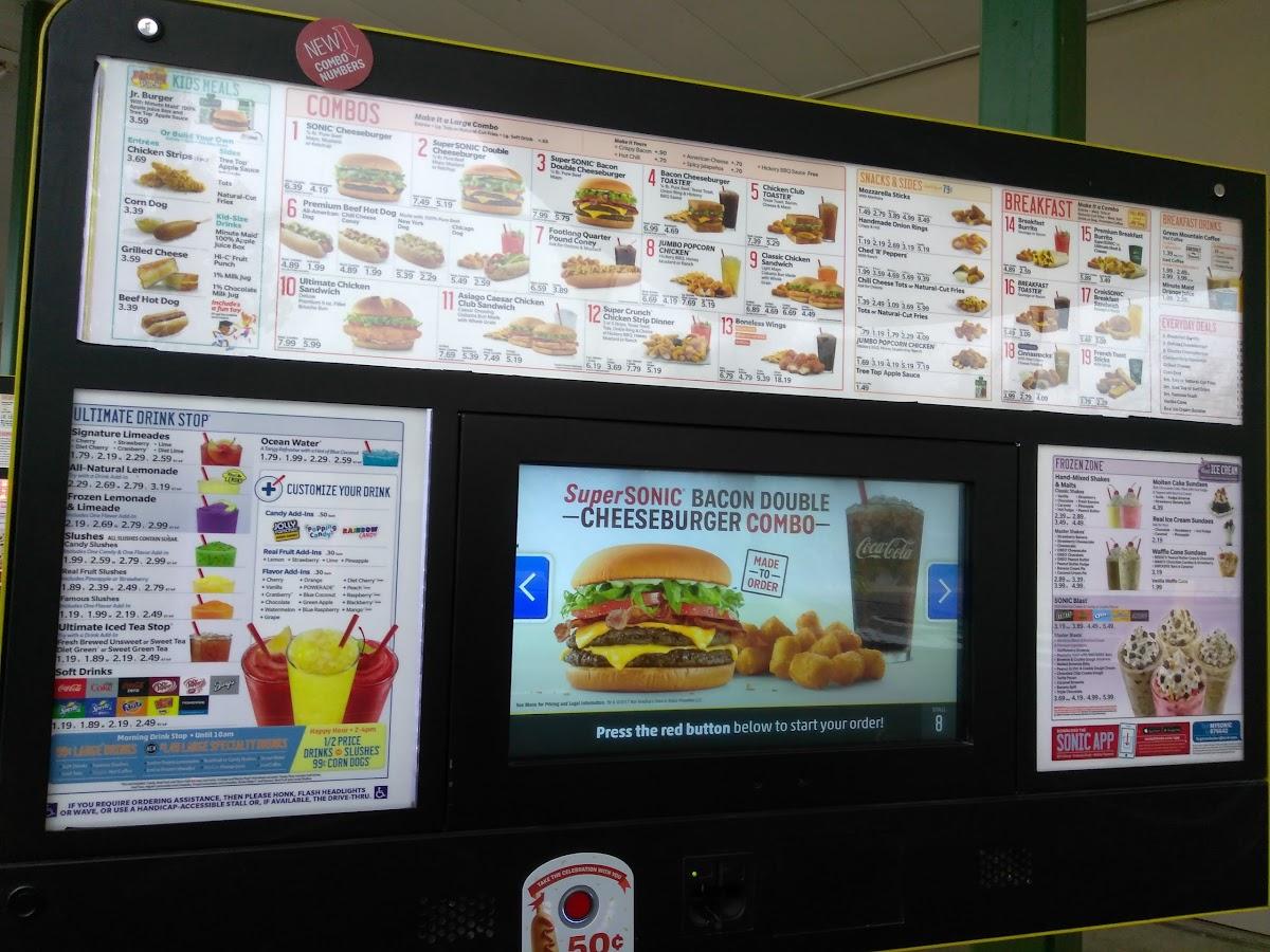 Menu at Sonic Drive-In fast food, Fort Pierce