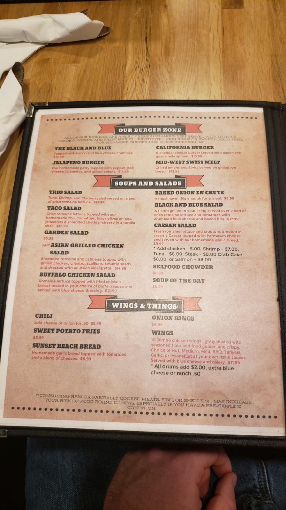 Menu at Sunset Grille pub & bar, Marco Island, 900 S Collier Blvd