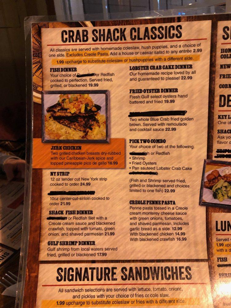 Menu at The Shack pub & bar, Fort Walton Beach