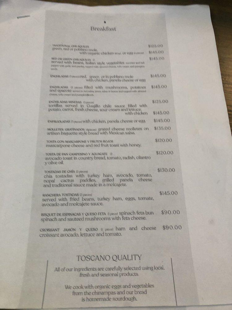 Carta de Café Toscano Polanco, Ciudad López Mateos, Temístocles 26 ...