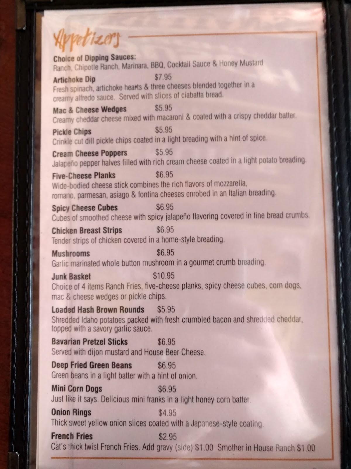 Menu at Cat-Man-Do's pub & bar, Escanaba