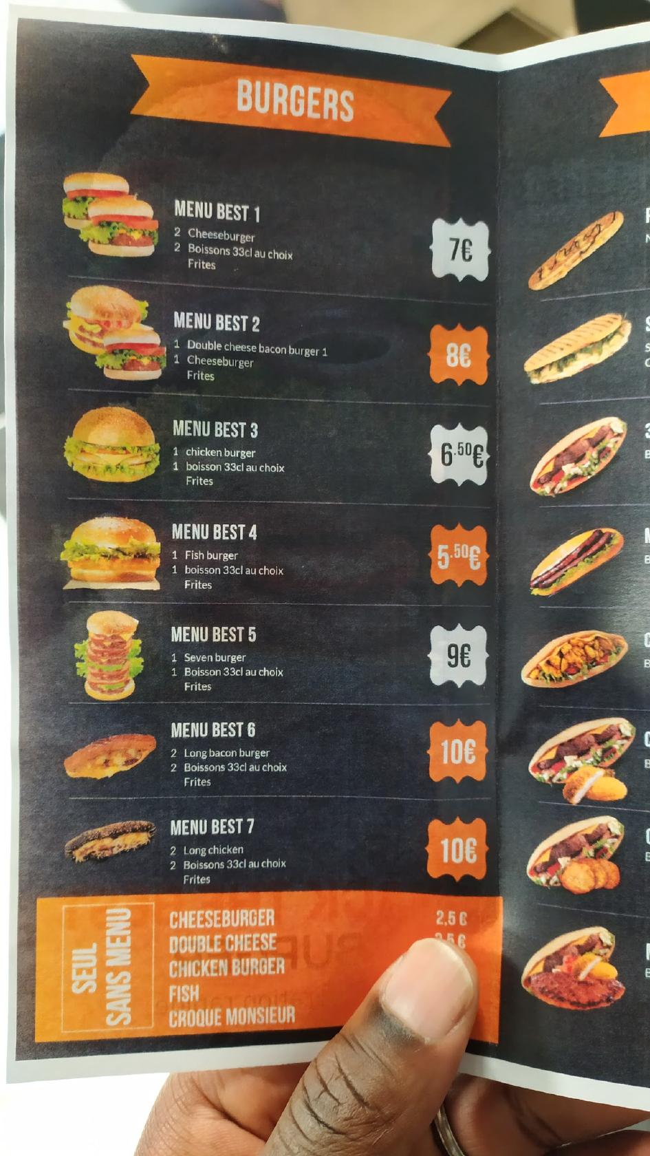 Menu at Snack the best burger restaurant, Le Havre