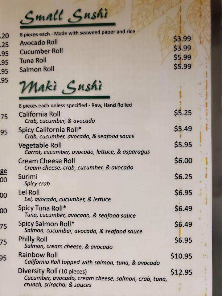 Menu at Thai Palace and Sushi Ozark MO restaurant, Ozark, West Highway J