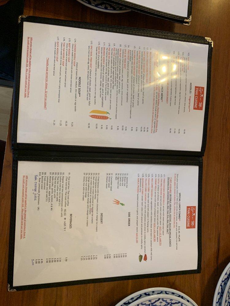 Menu at Spice Me Thai Cuisine restaurant, Half Moon Bay