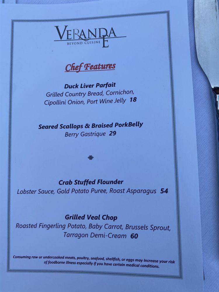 Menu at Veranda E restaurant, Naples