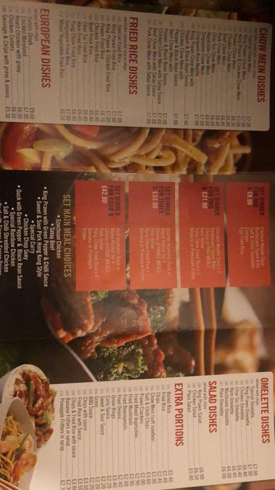 Menu at Canton Express fast food, Dumfries, 87a St Michael St