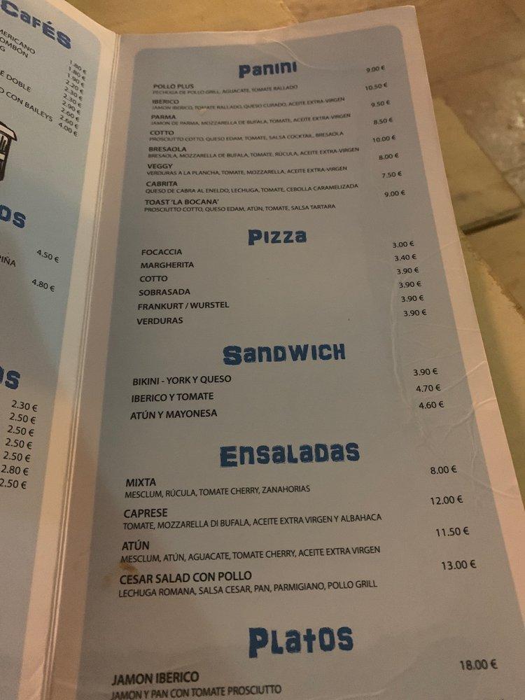 Menu at Marina Cafe, La Savina