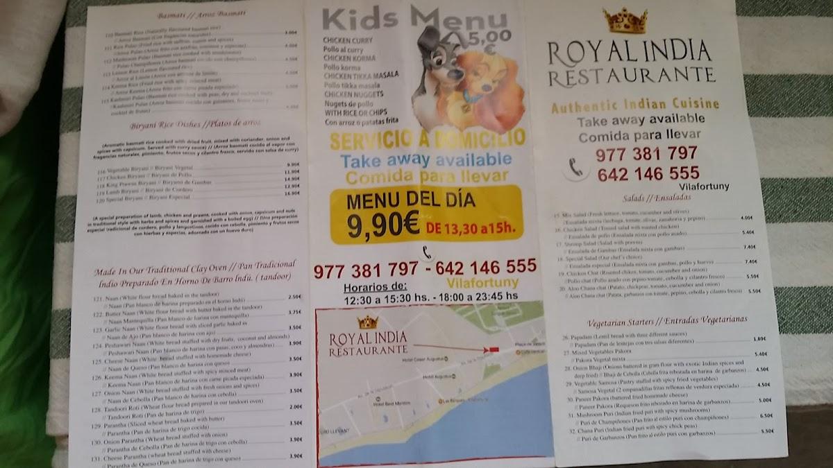 Menu at Taste of India 2 restaurant, Cambrils