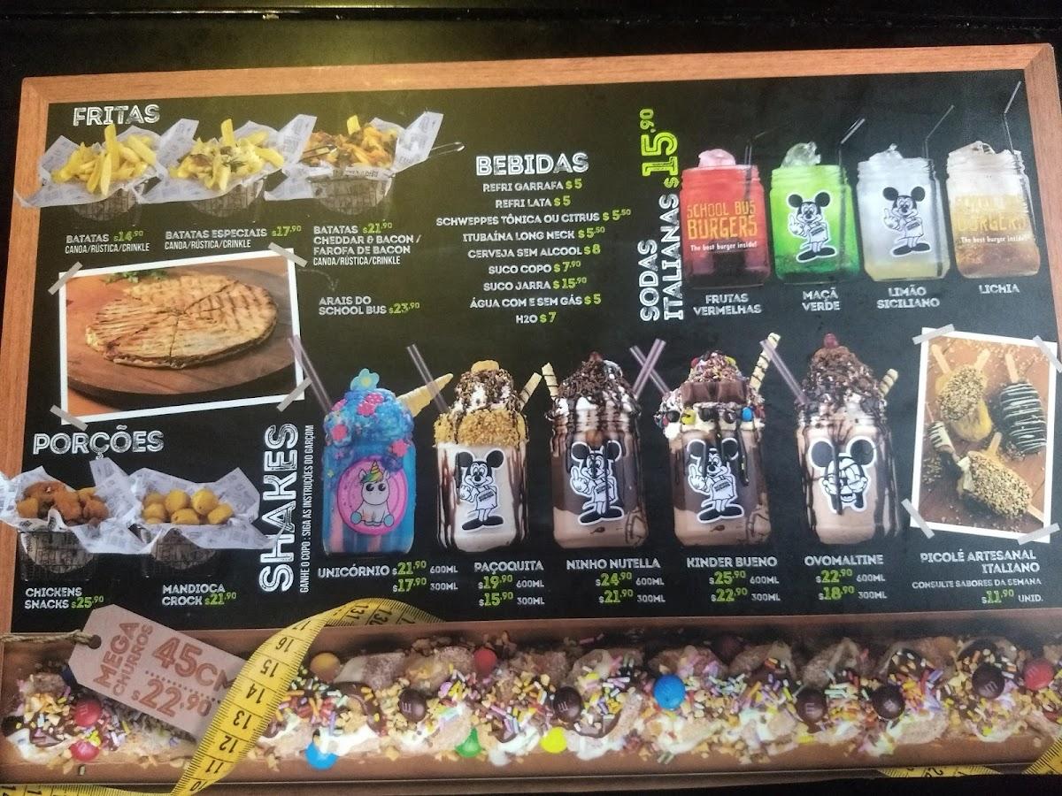 Menu em School Bus Burgers restaurante, Barueri
