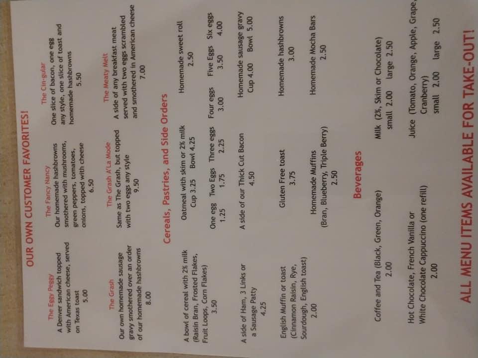 Menu at The Viking Cafe, Fergus Falls