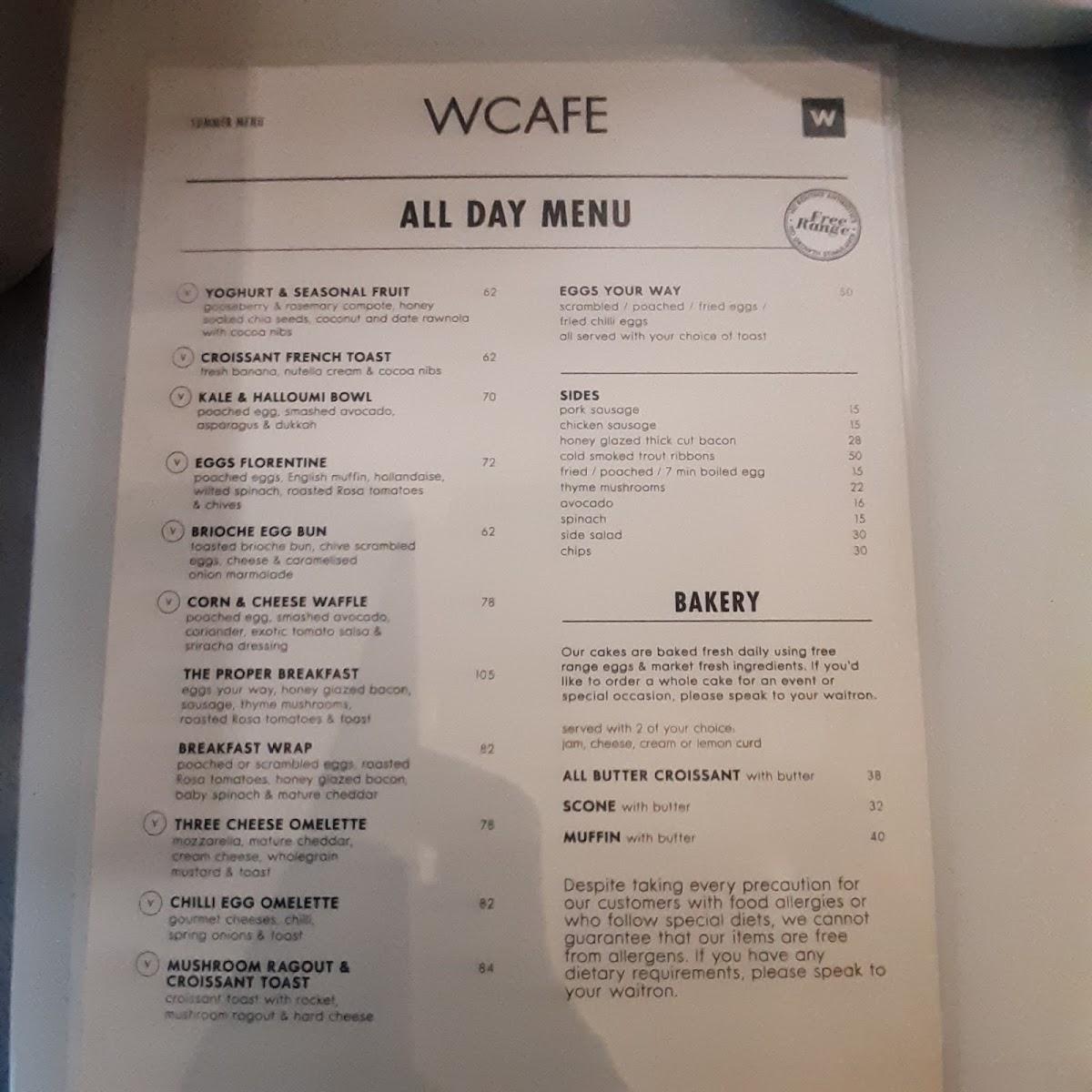 Menu at Woolworths Cafe, Umhlanga, 1 Palm Blvd