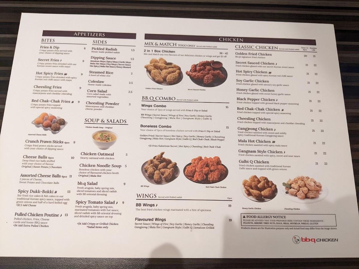 Menu at bbq Chicken, Markham