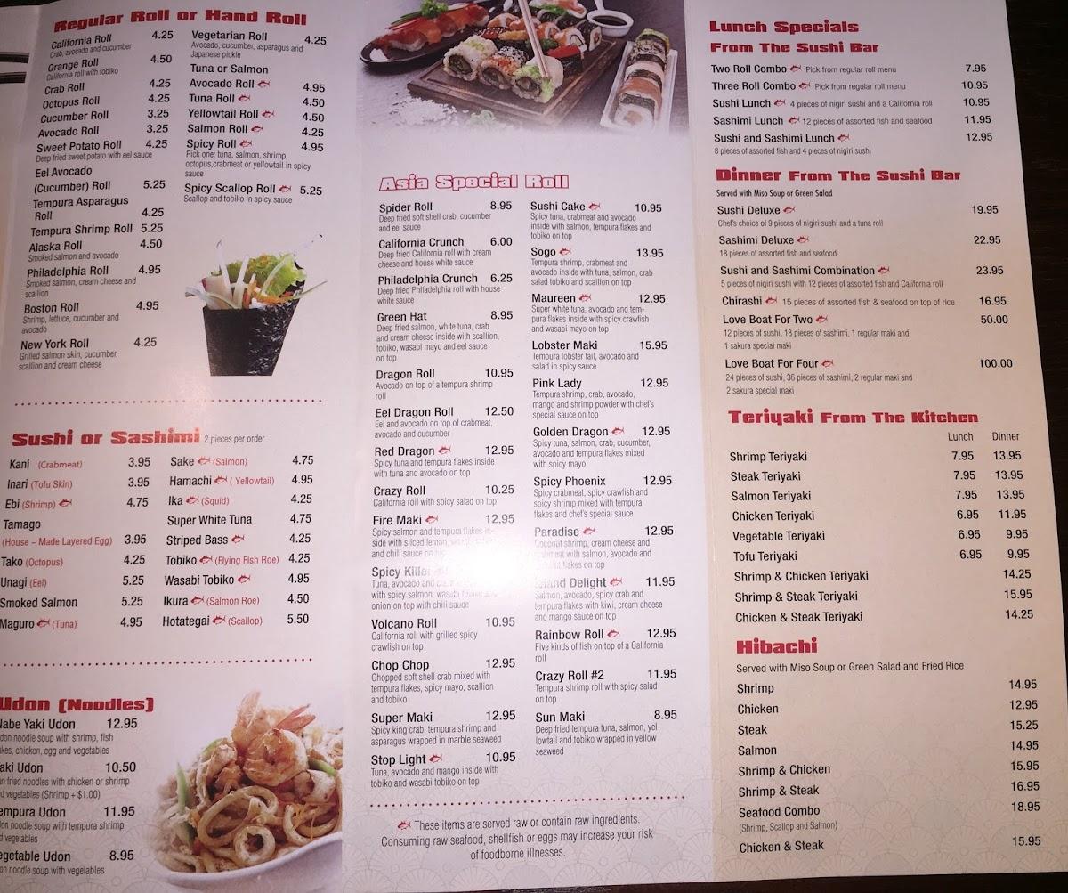 Menu at Asia Garden restaurant, Strongsville